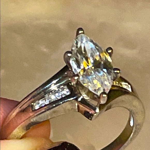 Diamonique | Jewelry | Sterling Silver Marquis Diamonique Ring With ...